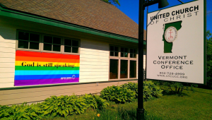 Rainbow signs - UCC Open and Affirming Coalition